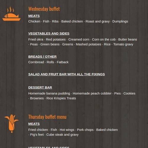 Ole Times Country Buffet menu in Dublin, Georgia, USA