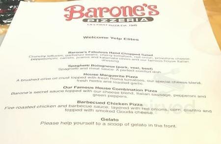 Barones Pizzeria - Westlake Village menus in Westlake Village ...