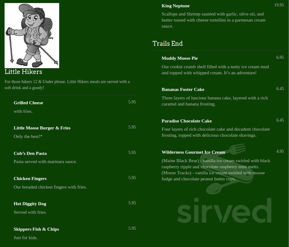Muddy Moose Restaurant & Pub Menu - North Conway, New Hampshire | Sirved