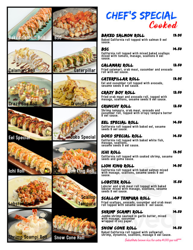 Doko Sushi menu in Tarzana, California, USA