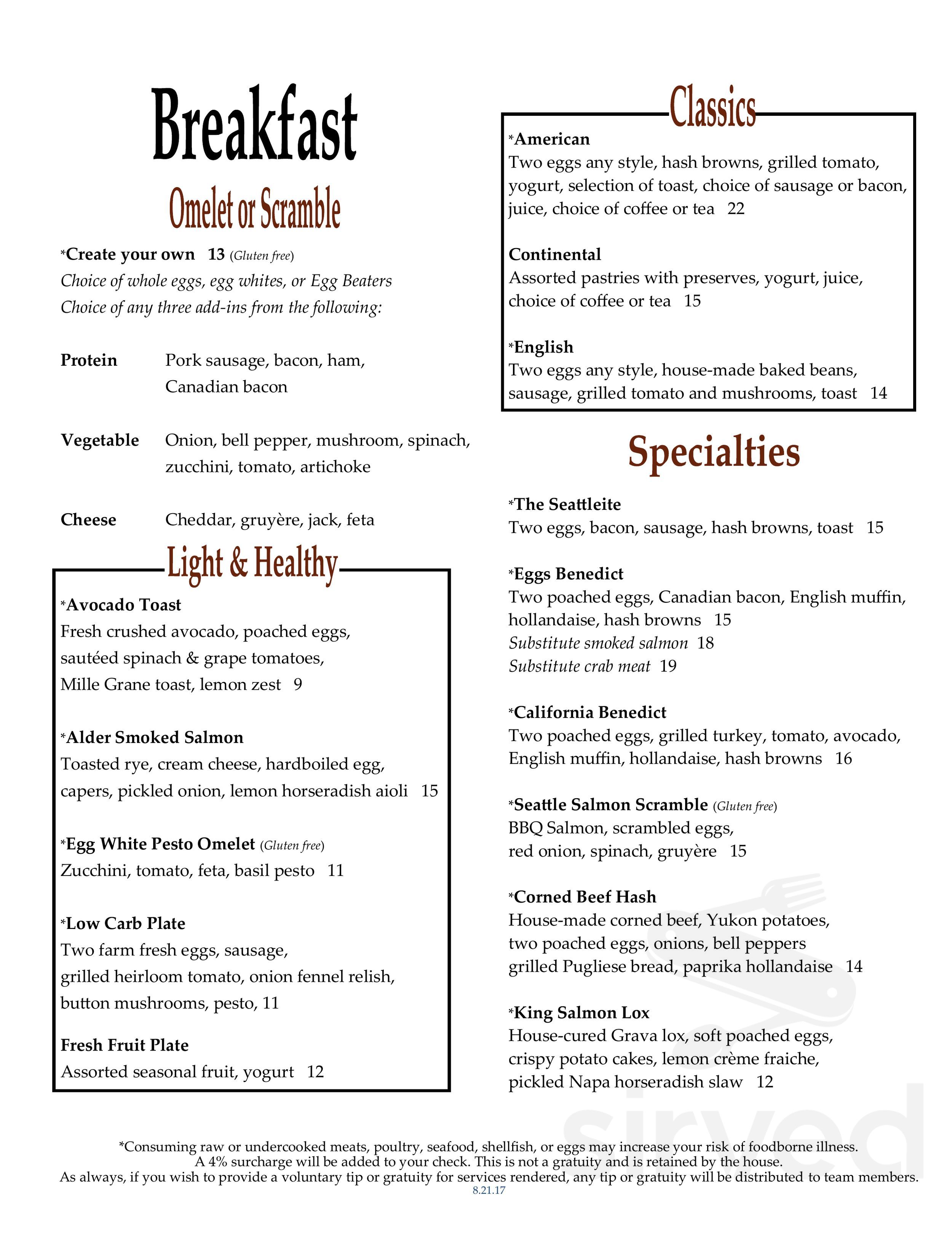 Menu - Seattle WA's Margaux | Sirved