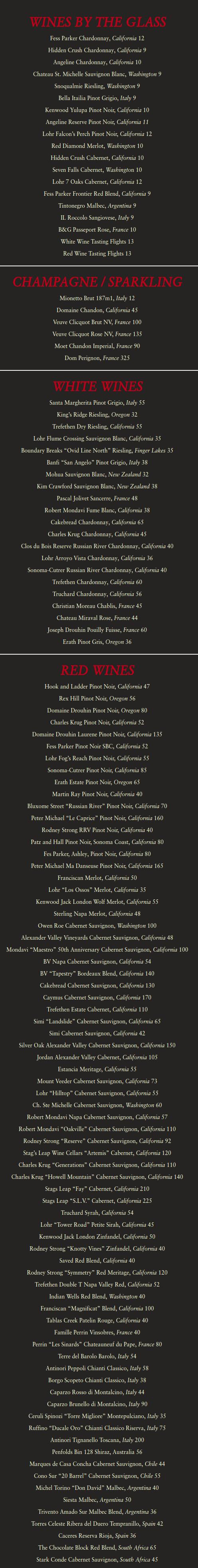 Southside Steakhouse menu in Rutland, Vermont, USA