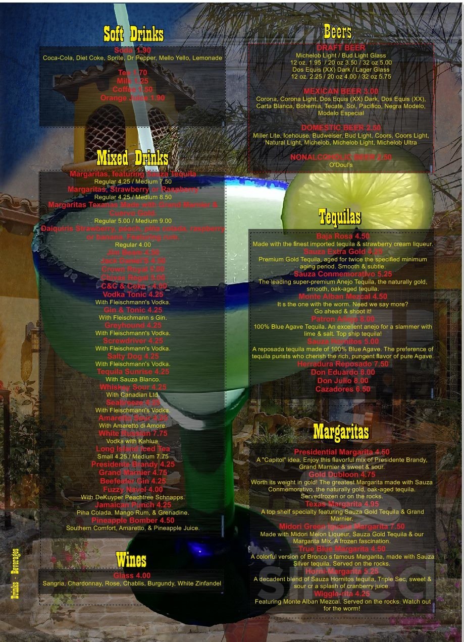 Senor Garcia Mexican Restaurant menu in Laurens, South Carolina, USA