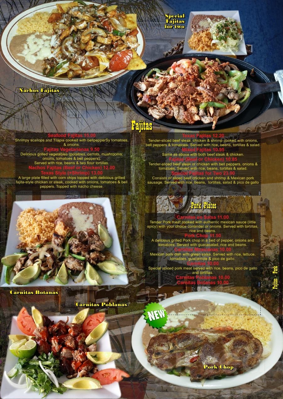 Senor Garcia Mexican Restaurant menu in Laurens, South Carolina, USA
