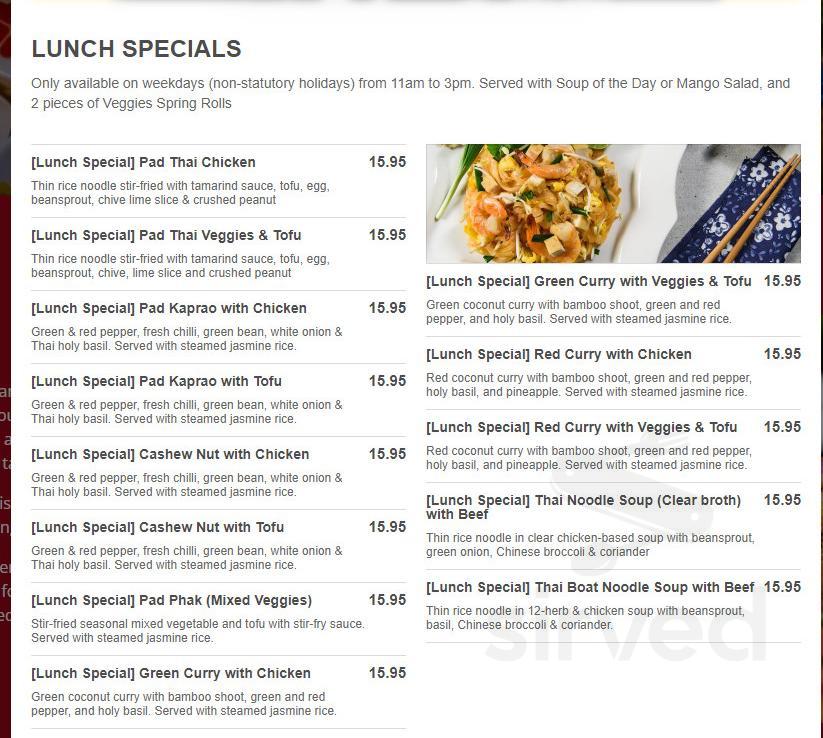 Rim Thanon Thai Kitchen menus in Barrie, Ontario, Canada