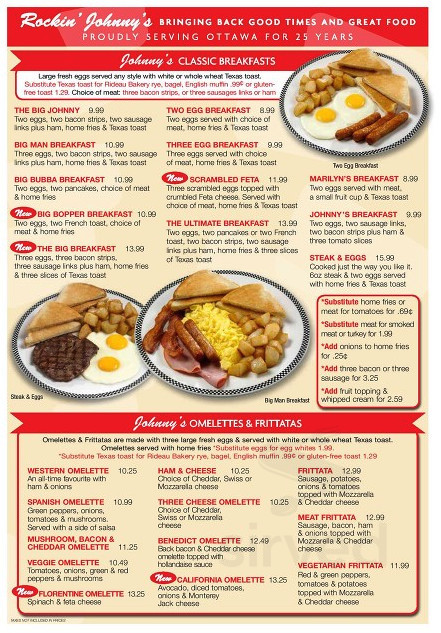 Menu - Kanata ON's Rockin Johnny's Diner | Sirved
