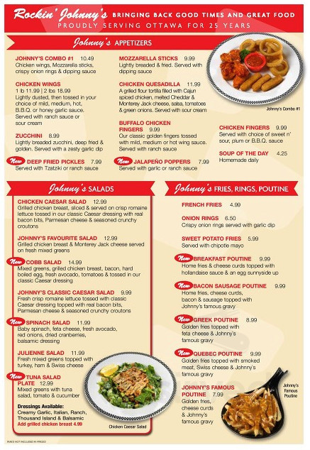Menu - Kanata ON's Rockin Johnny's Diner | Sirved