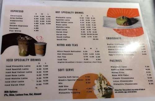 Shotted Specialty Coffee menu in Tysons, Virginia, USA