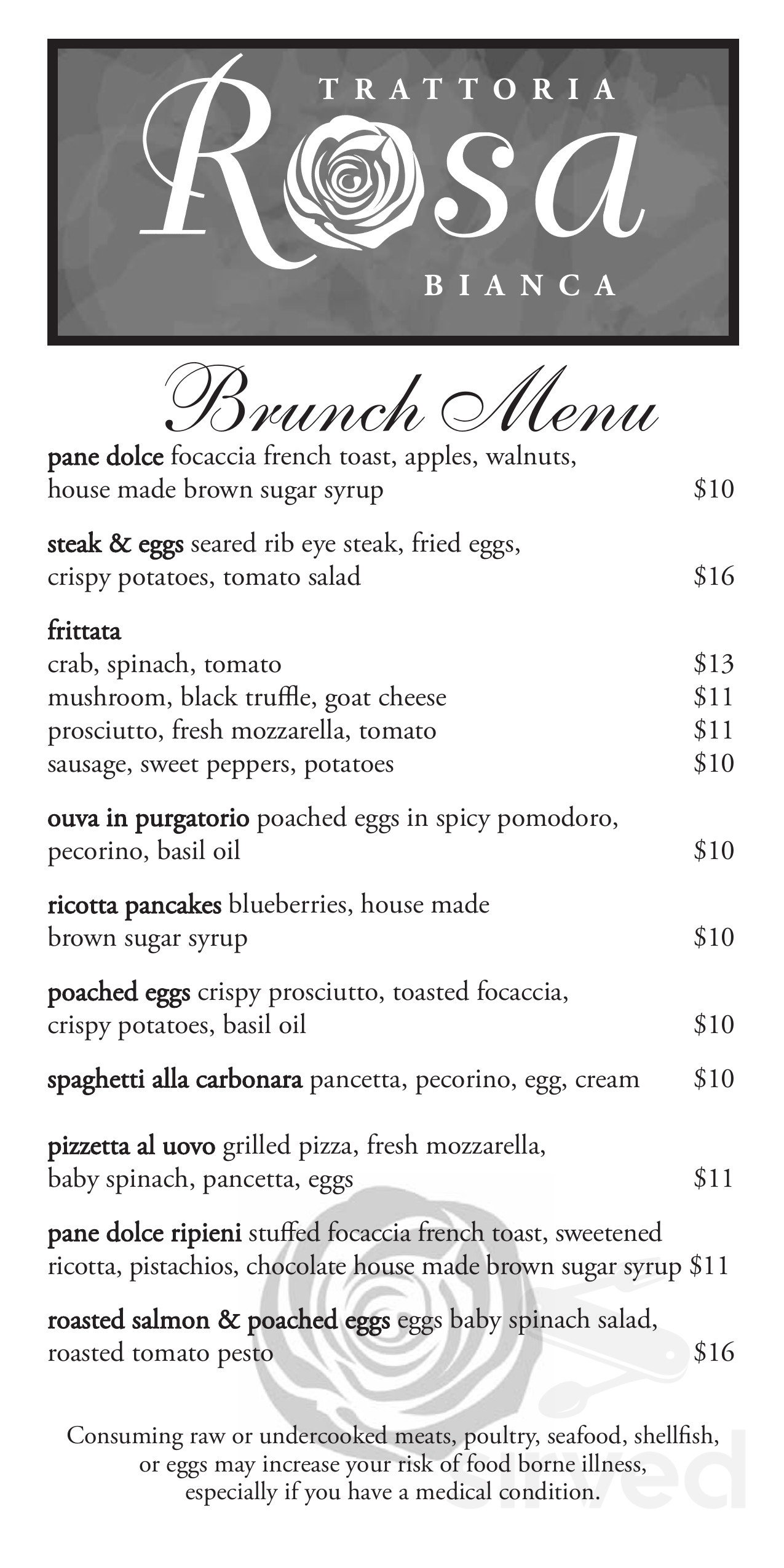 Trattoria Rosa Bianca menus in Yardley, Pennsylvania, United States