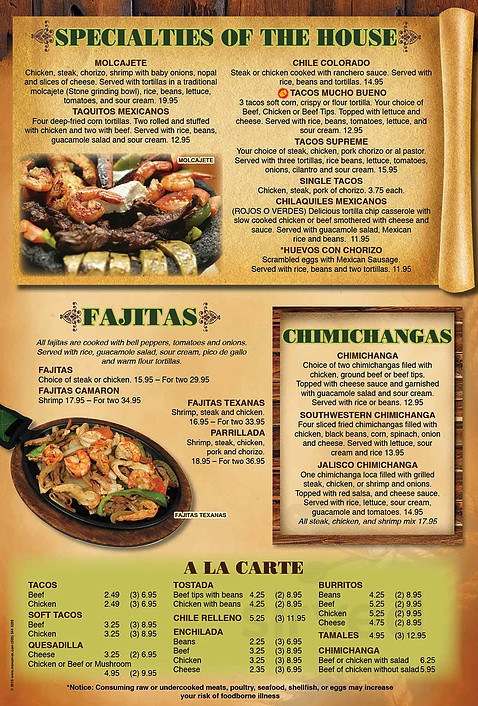 El Cerro Grande Mexican Restaurant menu in Hartland, Michigan, USA