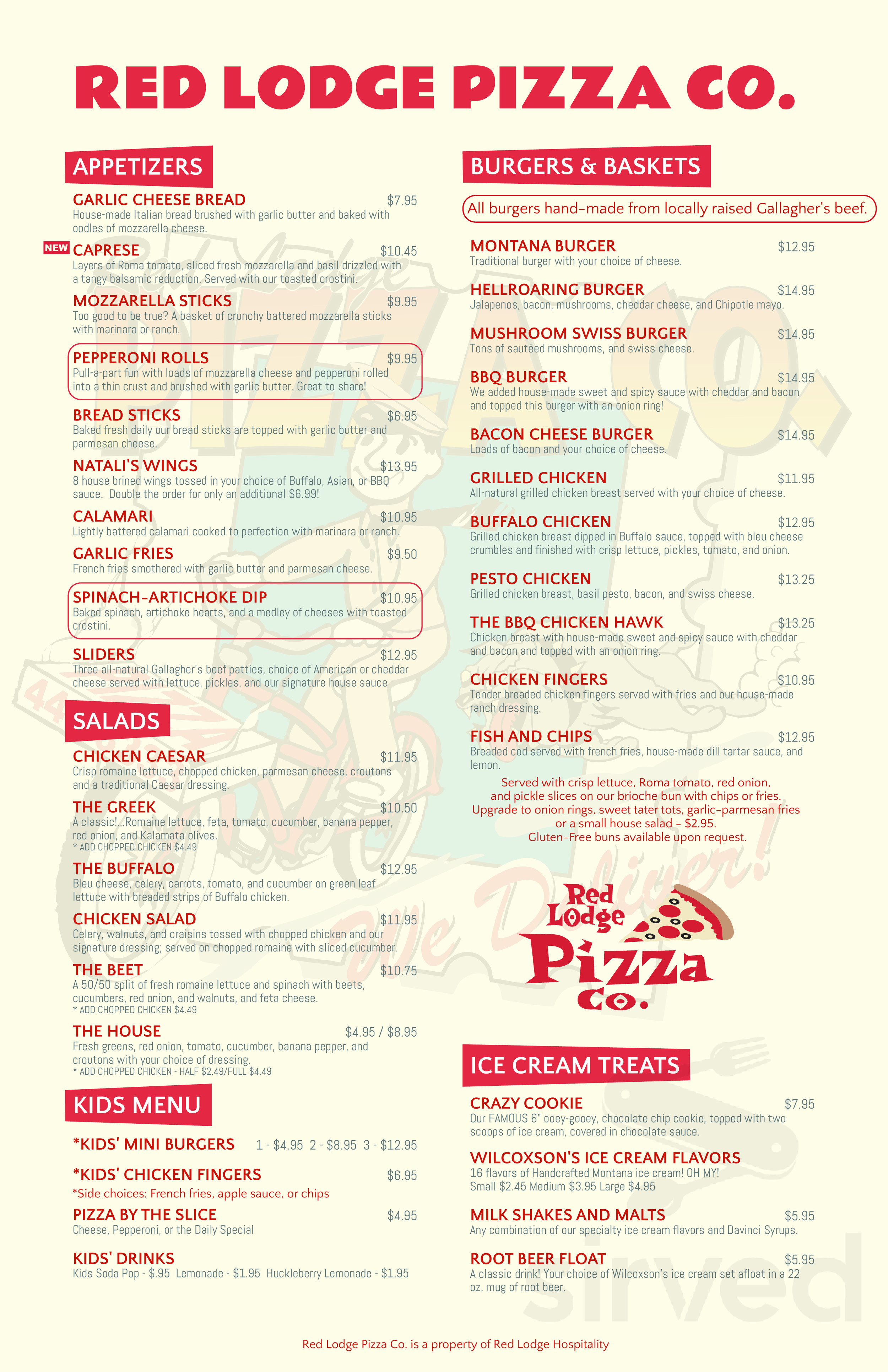 Menu - Red Lodge MT's Natali's Front Bar | Sirved