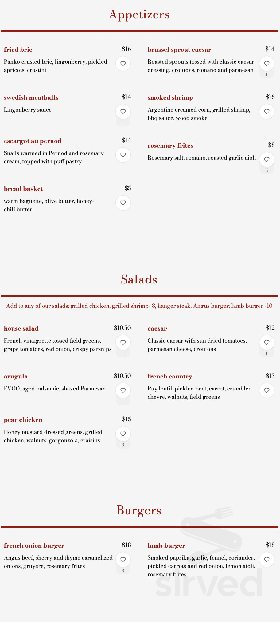 Menu for Coco Bar & Bistro in Buffalo, NY | Sirved