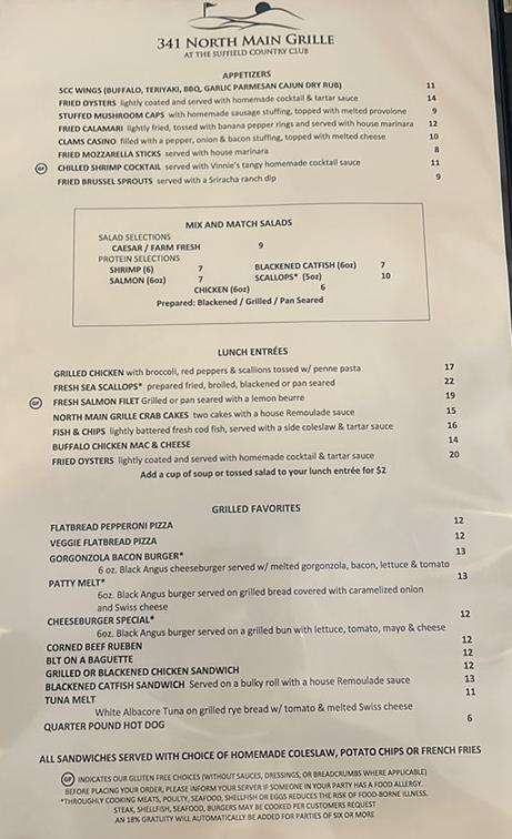 341 North Main Grille menu in Suffield, Connecticut, USA