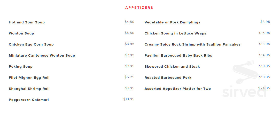 Peking Pavilion menus in Manalapan Township, New Jersey, United States