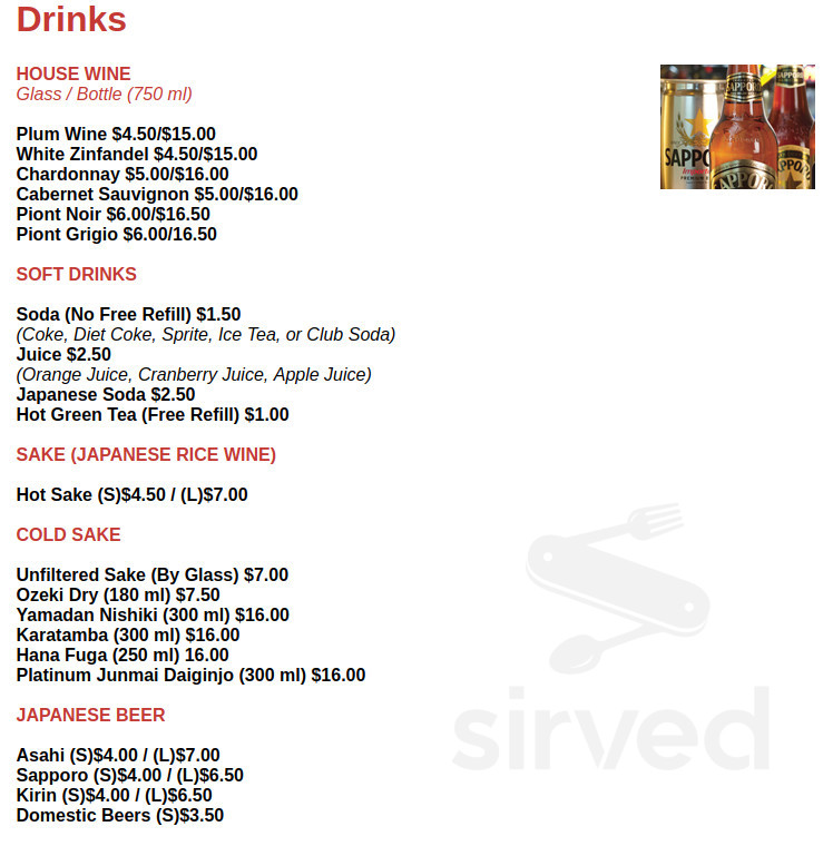 Honada Sushi & Hibachi menu in Kenosha, Wisconsin, USA