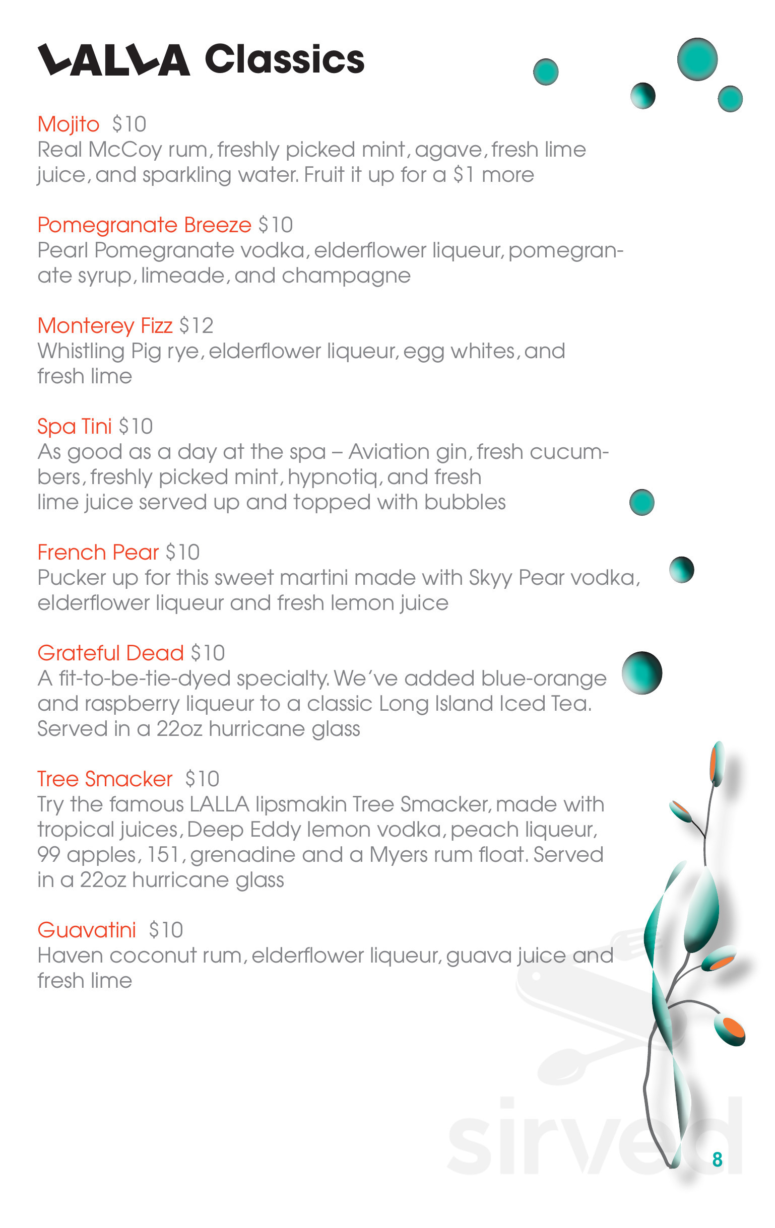 Lalla Grill Oceanside menus in Monterey, California, United States
