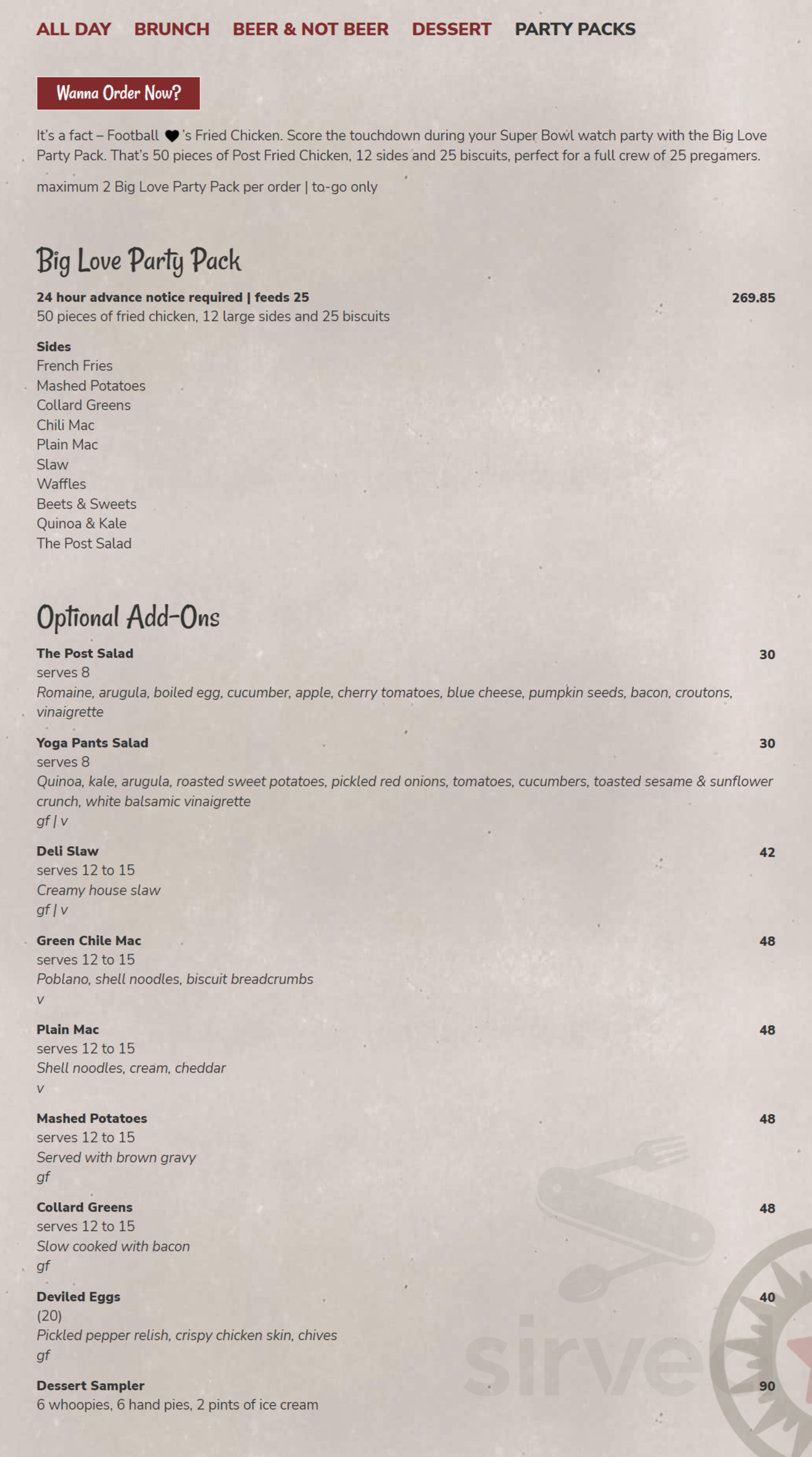 The Post Chicken & Beer - Estes Park menu in Estes Park, Colorado, USA