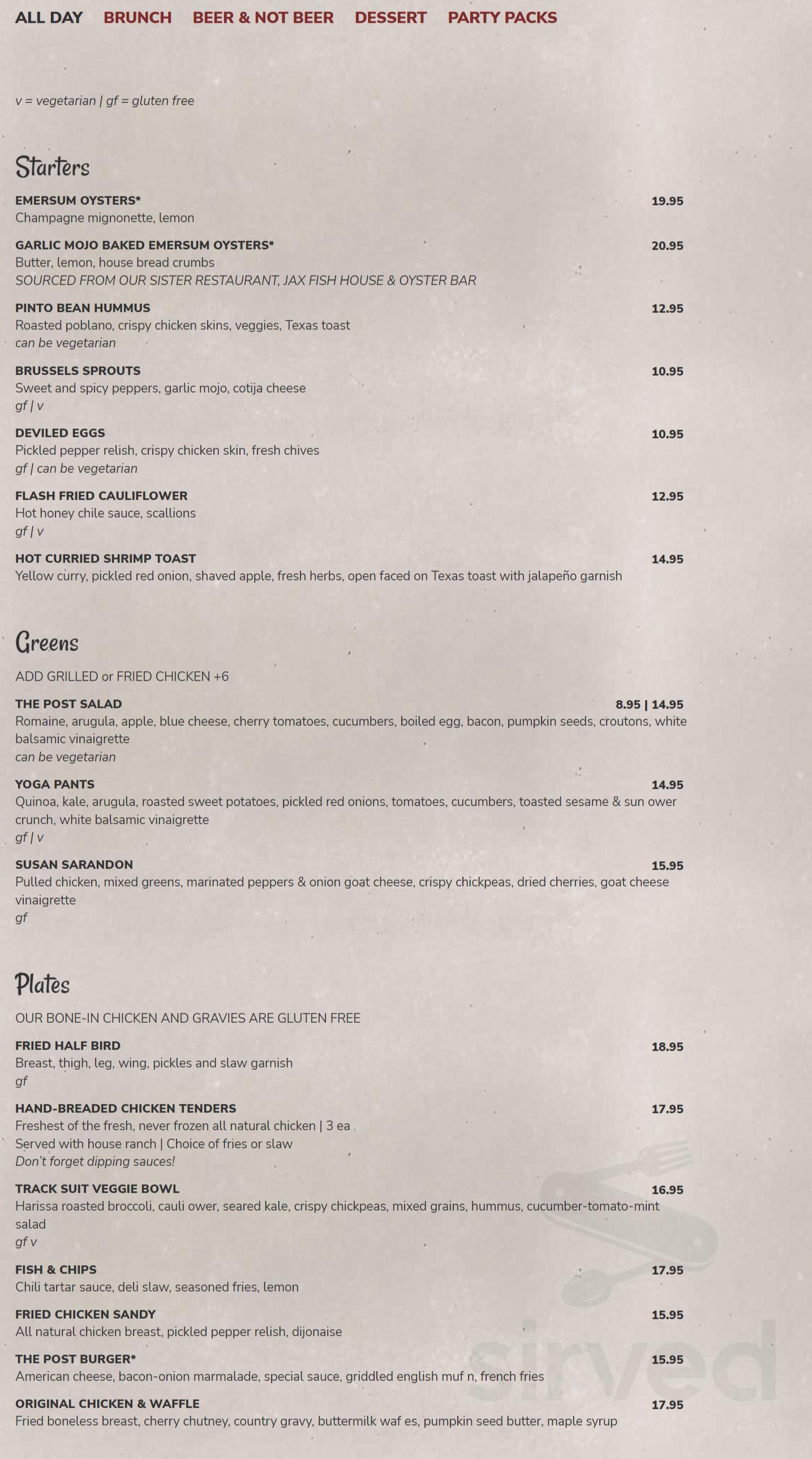 The Post Chicken & Beer - Estes Park menu in Estes Park, Colorado, USA