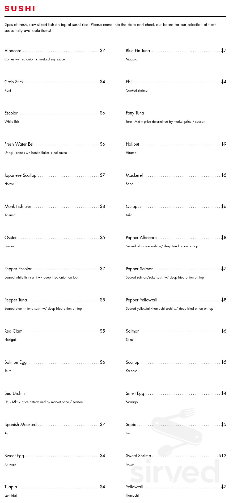 Menu - La Quinta CA's Misaki Sushi & Grill | Sirved