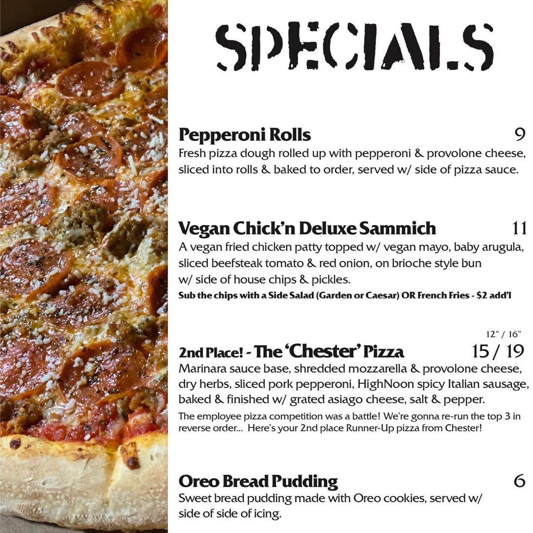 Johnny Rad's Pizzeria Tavern menu in Baltimore, Maryland, USA