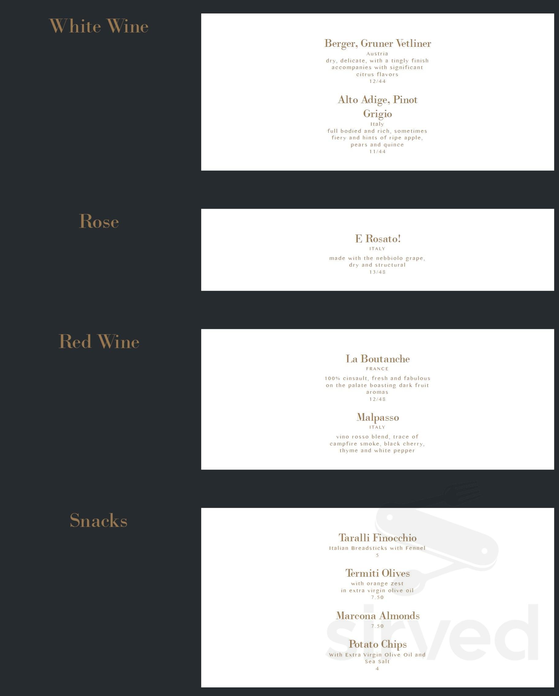 The Dean Bar menu in Providence, Rhode Island, USA