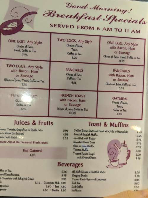 George's menu in Brooklyn, New York, USA