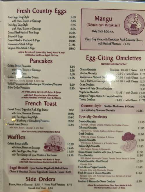 George's menu in Brooklyn, New York, USA