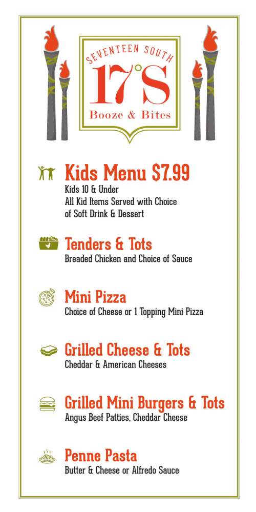 17 South menu in Las Vegas, Nevada, USA