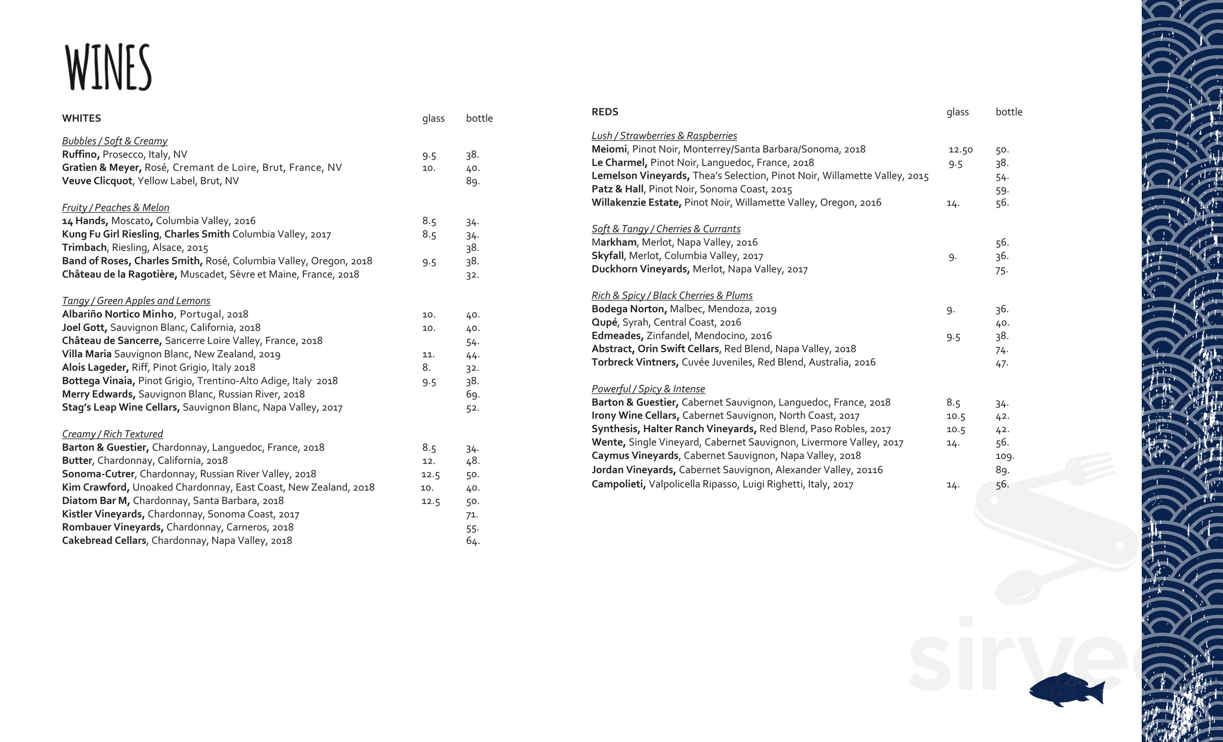 Reel Fish Coastal Kitchen and Bar menu in Winter Park, Florida, USA