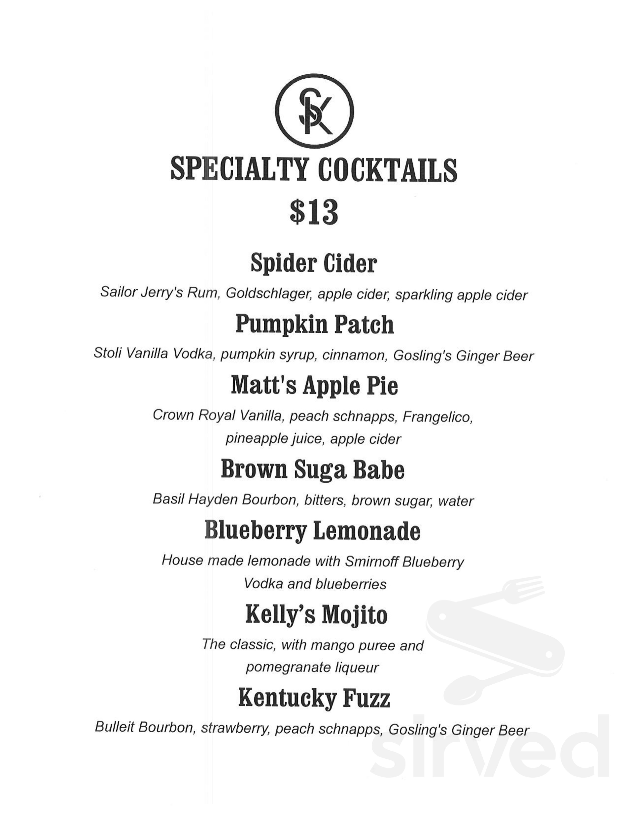 Spider Kelly's menu in Arlington, Virginia, USA