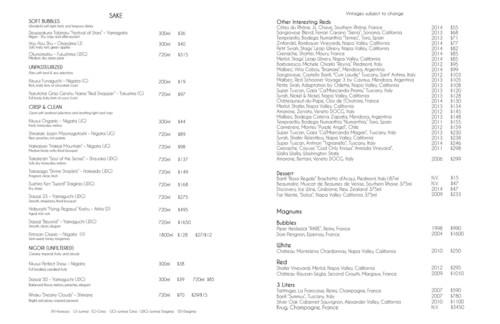 Kuro (in Seminole Hard Rock Hollywood) menu in Hollywood, Florida, USA