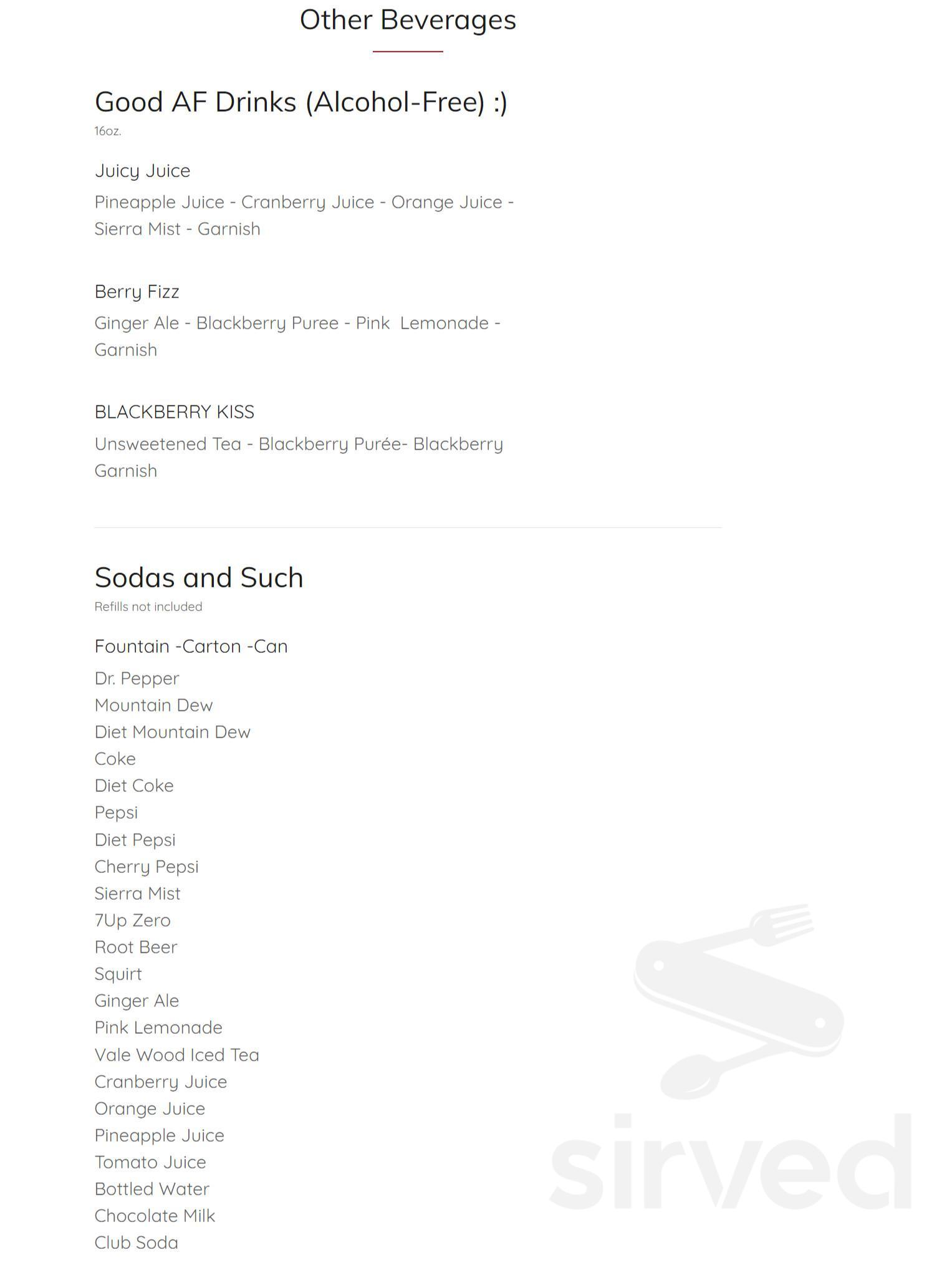 The Brick on Front menu in Cresson, Pennsylvania, USA