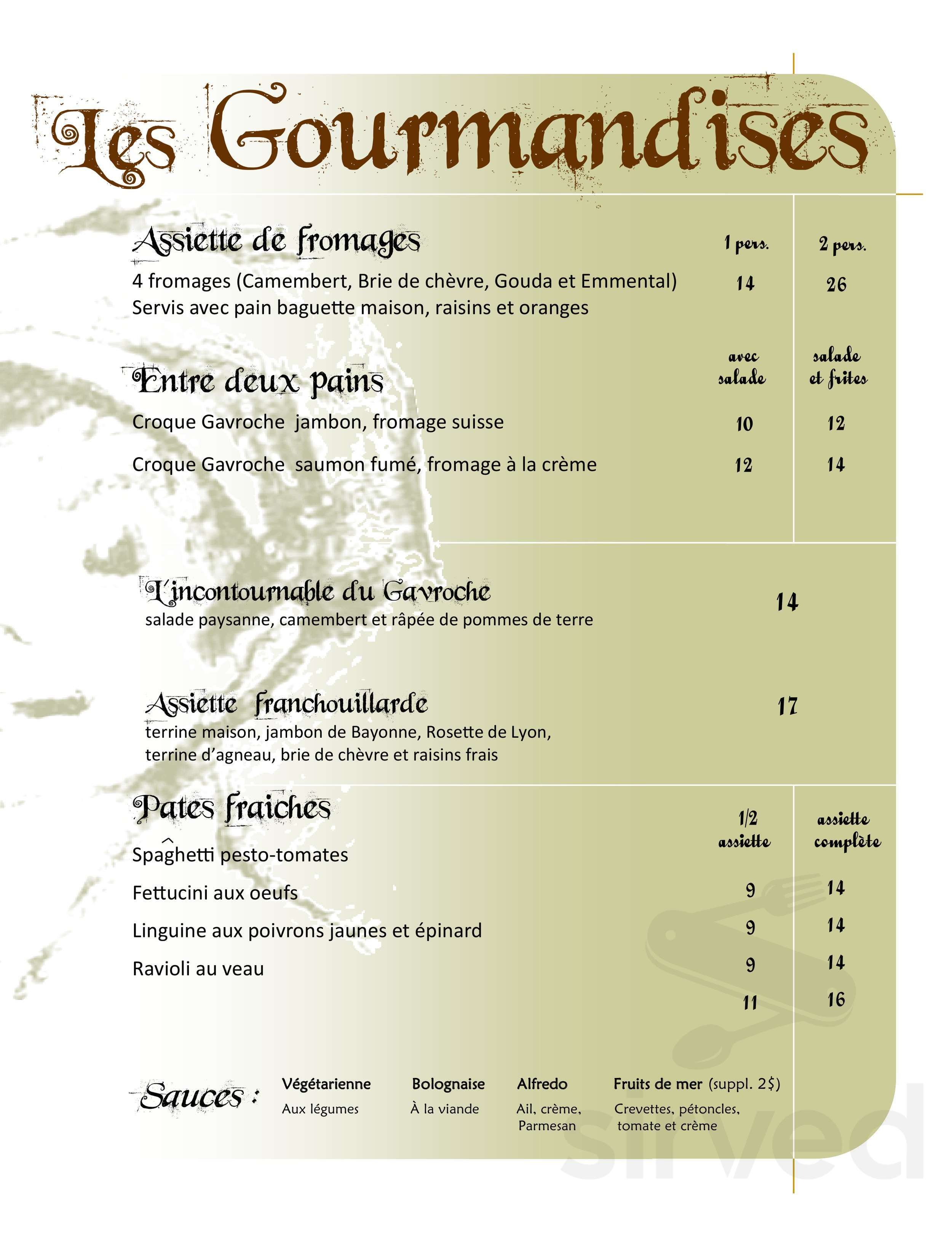 Café-resto Le Gavroche menu in Victoriaville, Quebec G6P 4A3, Canada