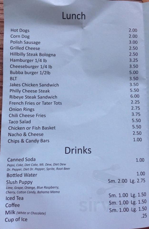 Big Daddy's Snack Shack menus in Jamestown, Kentucky, United States