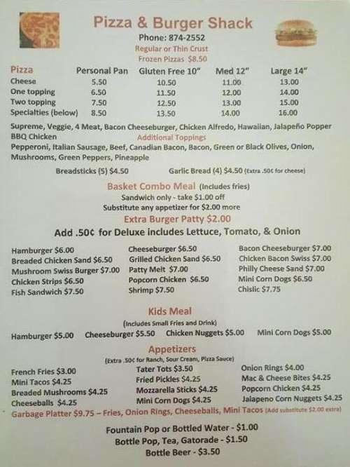 Pizza Shack menu in Montgomery, Texas, USA