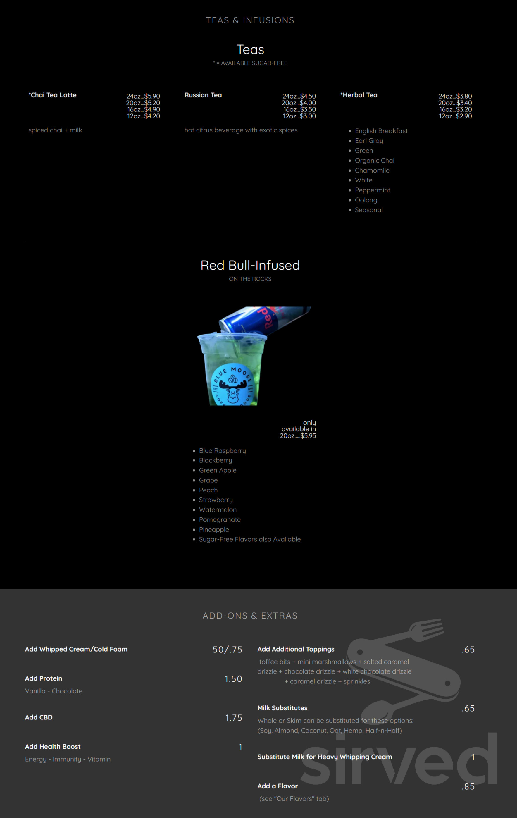 Blue Moose Coffee Lodge menu in Lenoir, North Carolina, USA
