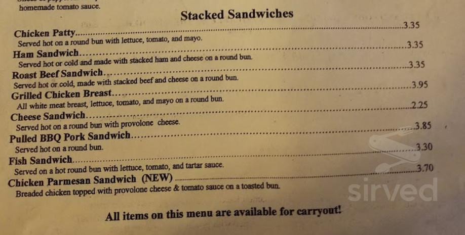 Covered Bridge Pizza Parlor menus in North Kingsville, Ohio, United States