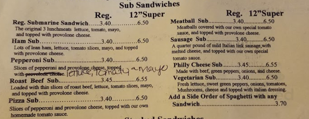 Covered Bridge Pizza Parlor menu in North Kingsville, Ohio, USA