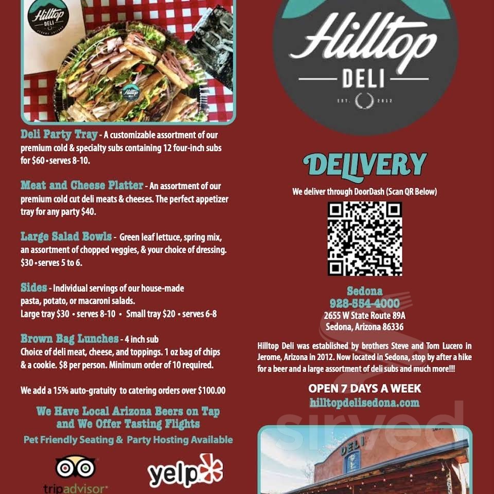 Hilltop Deli Sedona menu in Sedona, Arizona, USA