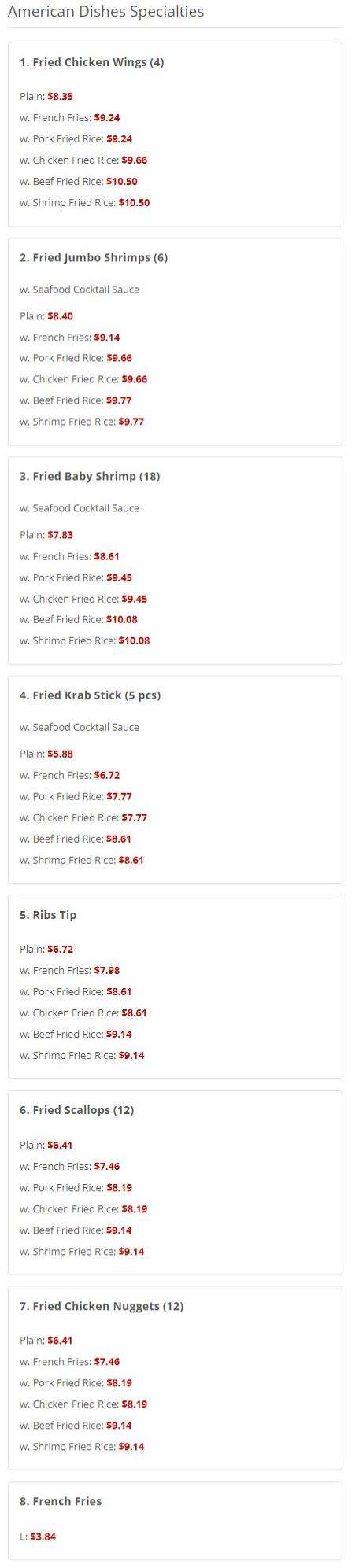 Uncle Ou's menu in Middle River, Maryland, USA