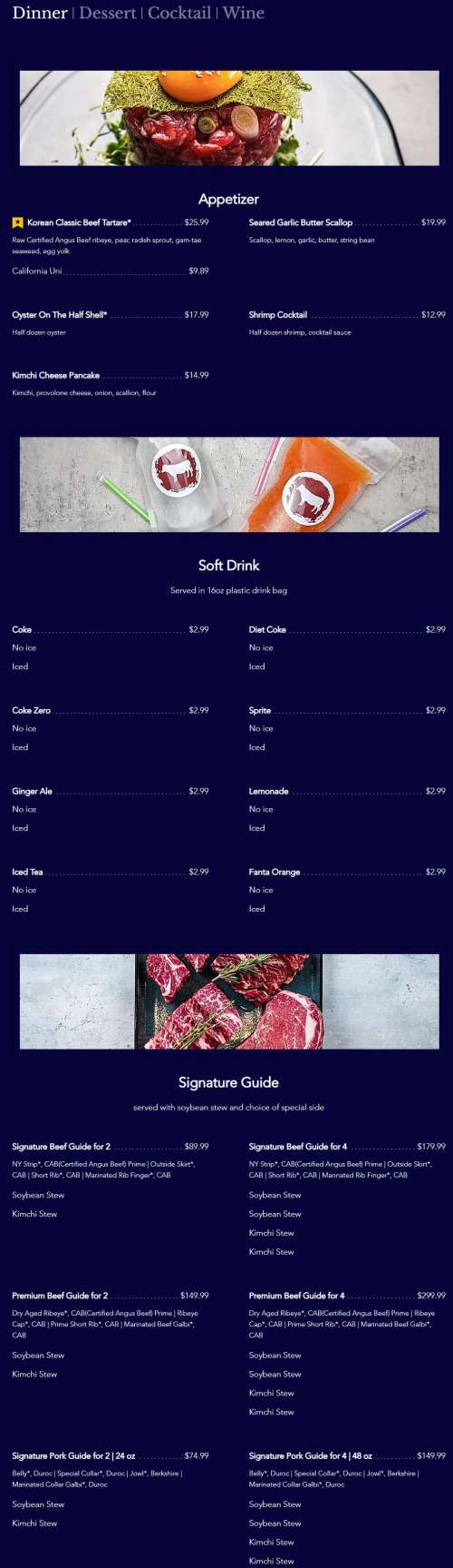 Honest Grill menu in Centreville, Virginia, USA