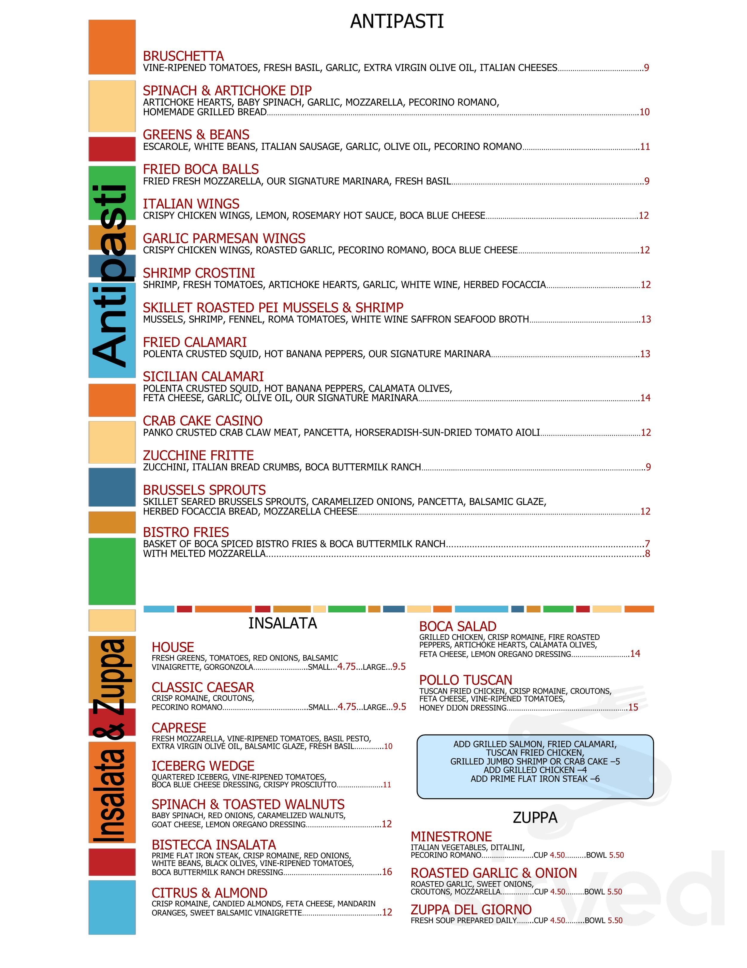 Bocaccini's Italian Bistro menu in Fairport, New York, USA