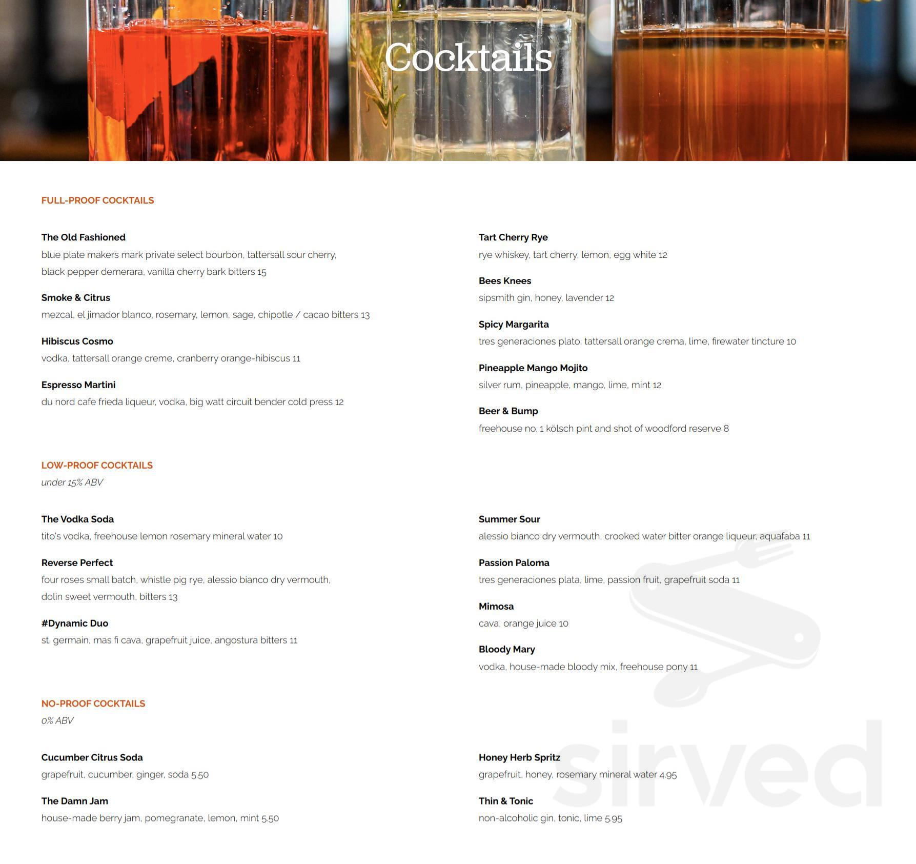 Menu - Minneapolis MN's The Freehouse | Sirved