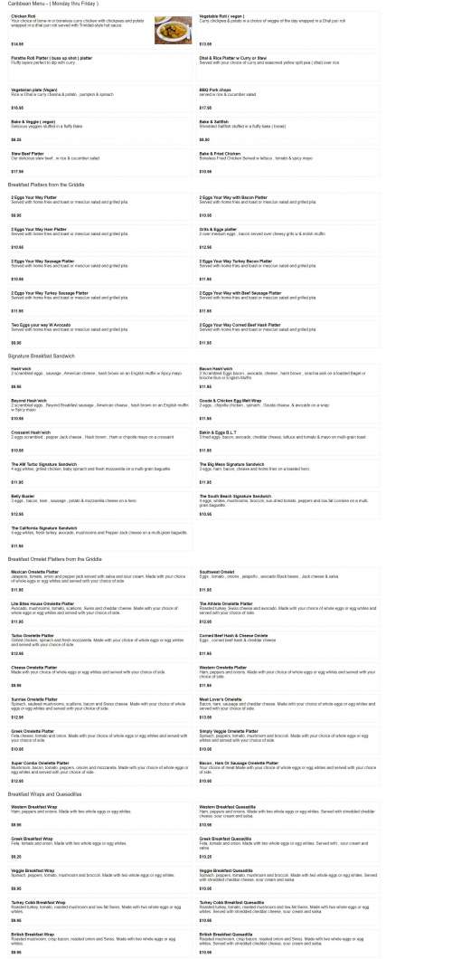 Lite Bites menu in Brooklyn, New York, USA