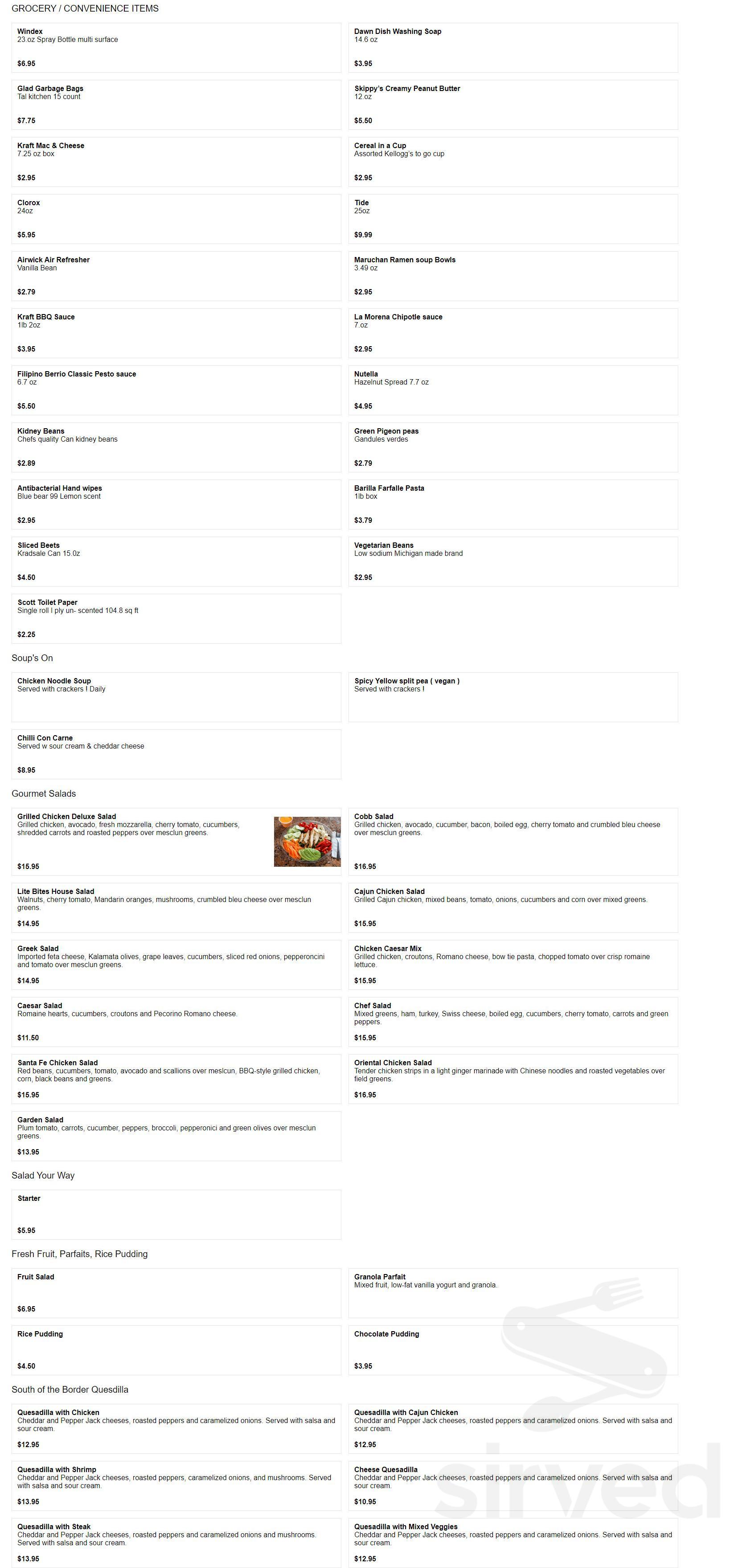 Lite Bites menu in Brooklyn, New York, USA