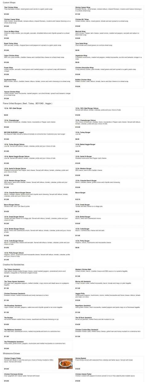 Lite Bites menu in Brooklyn, New York, USA