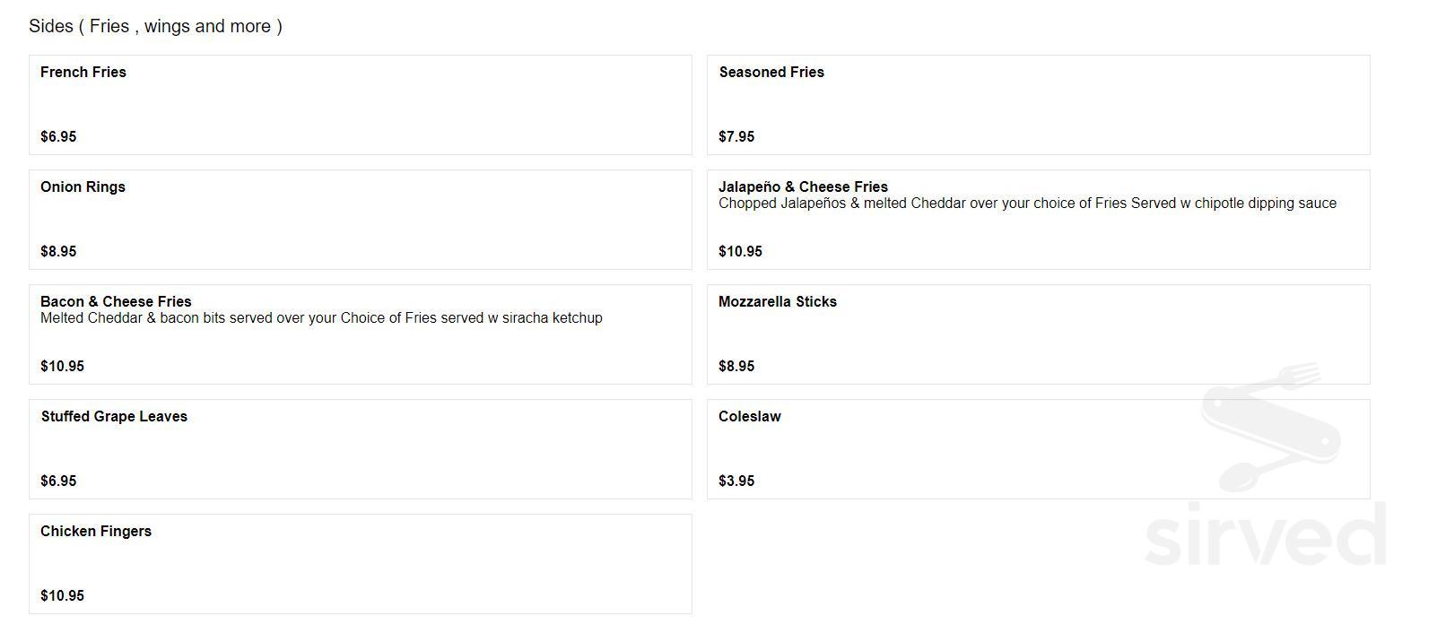 Lite Bites menu in Brooklyn, New York, USA