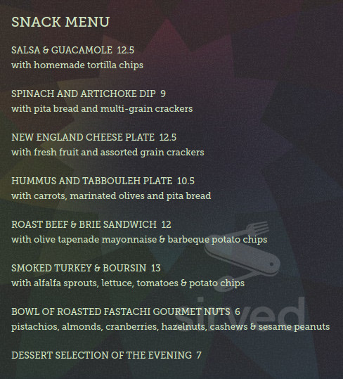 Regattabar menu in Cambridge, Massachusetts, USA