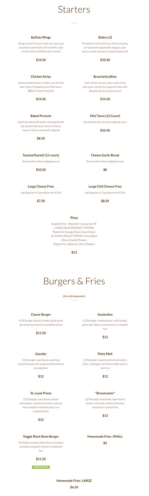 Ninth Street Deli @ Howard's menu in St. Louis, Missouri, USA