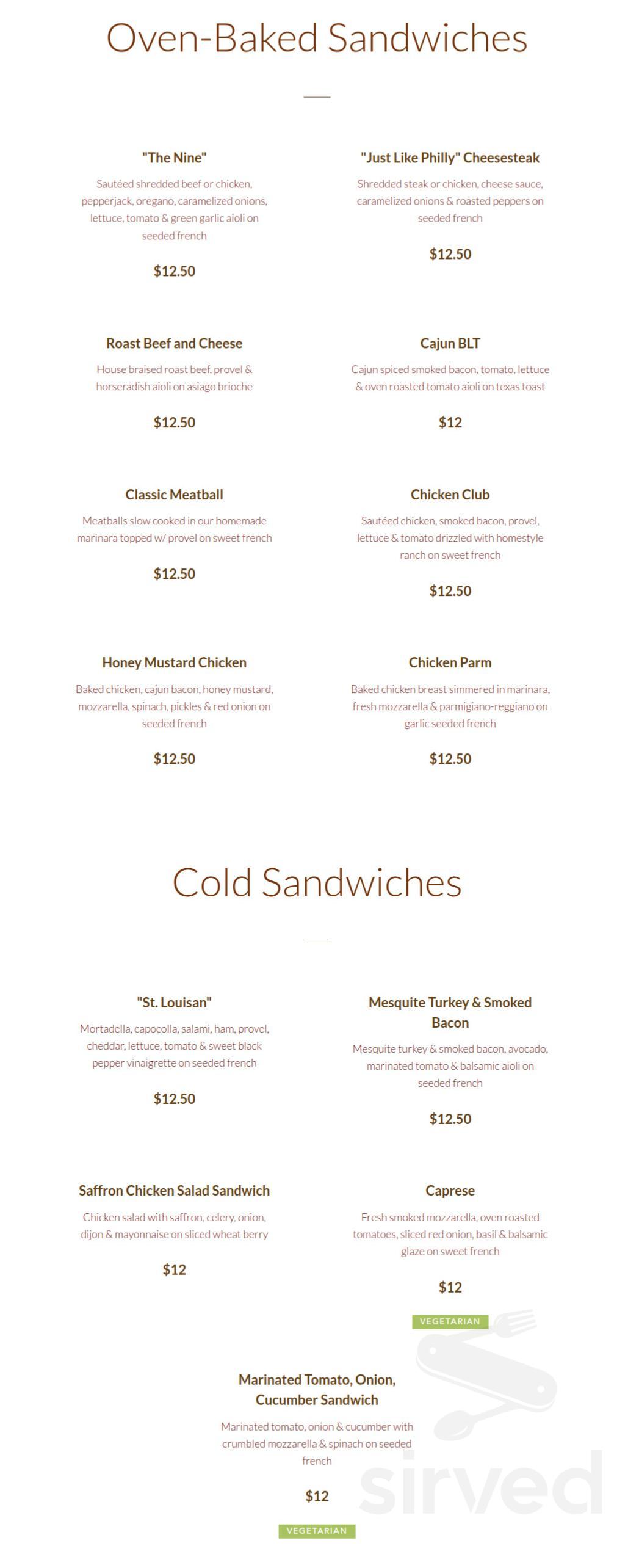 Ninth Street Deli @ Howard's menu in St. Louis, Missouri, USA